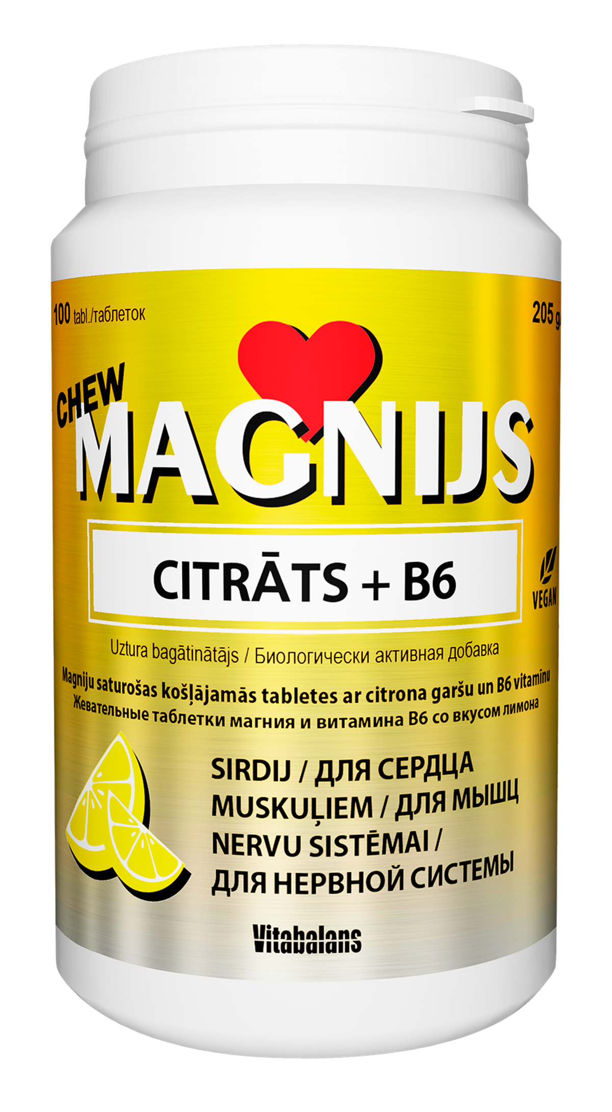 VITABALANS Magnijs Citrāts 375 mg + B6 Chew chewable tablets, 100 pcs ...
