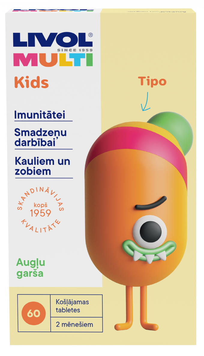 LIVOL Multi Kids ar augļu garšu košļājamās tabletes, 60 gab. - Piegāde ...