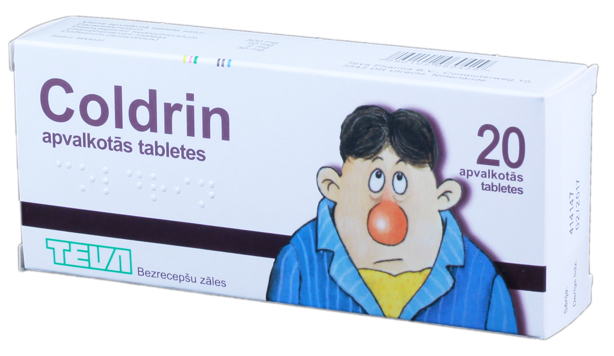 TEVA COLDRIN tabletes, 20 gab. - Piegāde visā Latvijā | Mēness aptieka