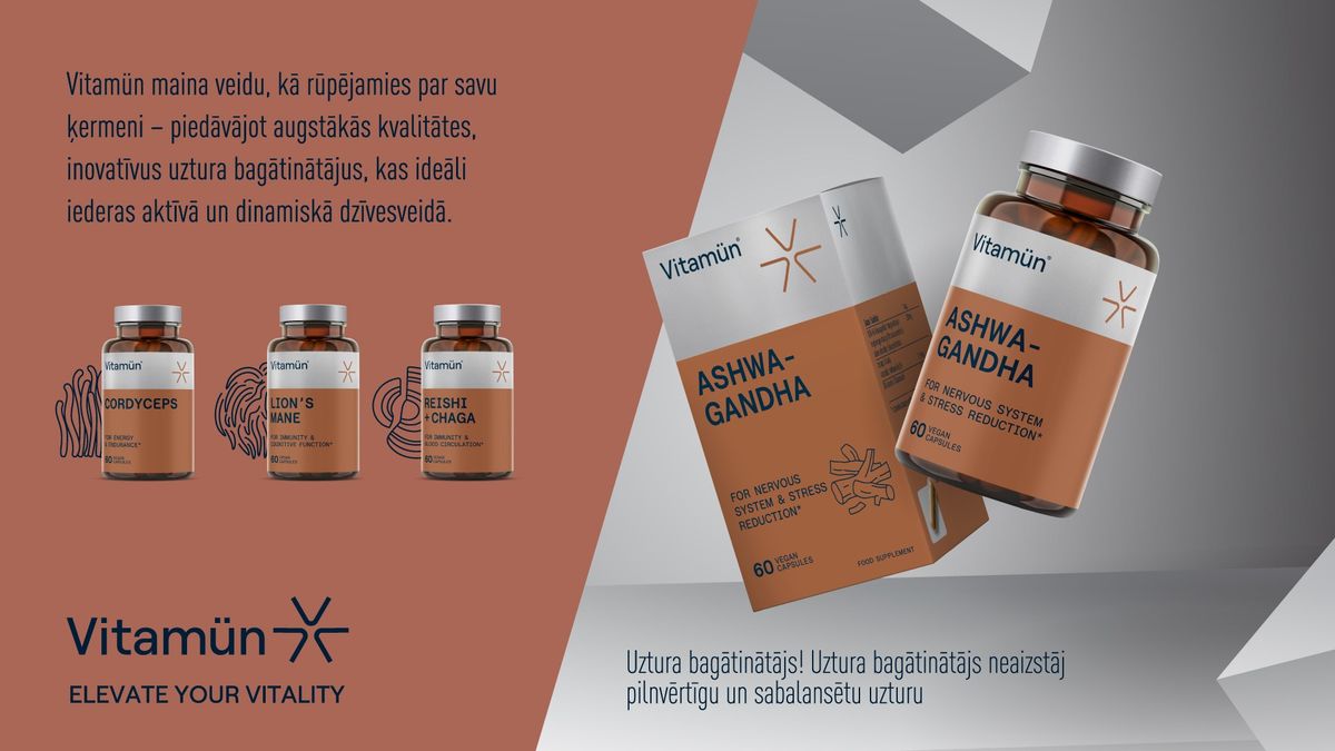 VITAMÜN Ashwagandha, Cordyceps, Reishi – Dabisks Atbalsts - Piegāde ...