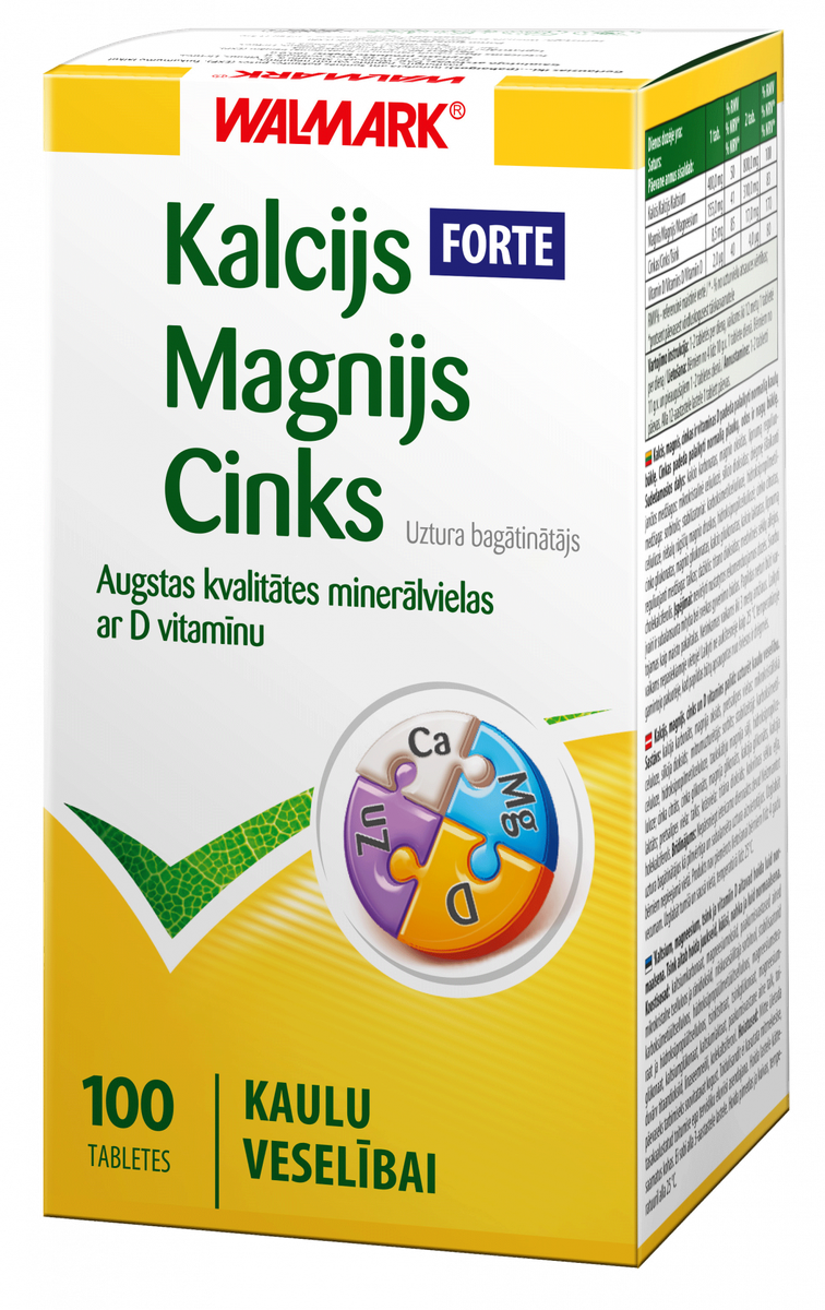 WALMARK KALCIJS-MAGNIJS-CINKS Forte tabletes, 100 gab. - Piegāde visā ...