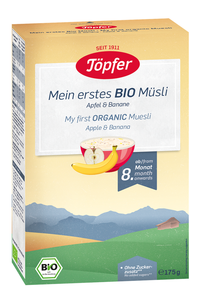TOPFER From 8 months old with bananas and apples Bio Porridge muesli ...