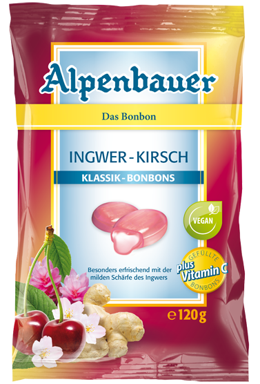 ALPENBAUER Ingwer Kirsch candies, 120 g | Mēness aptieka