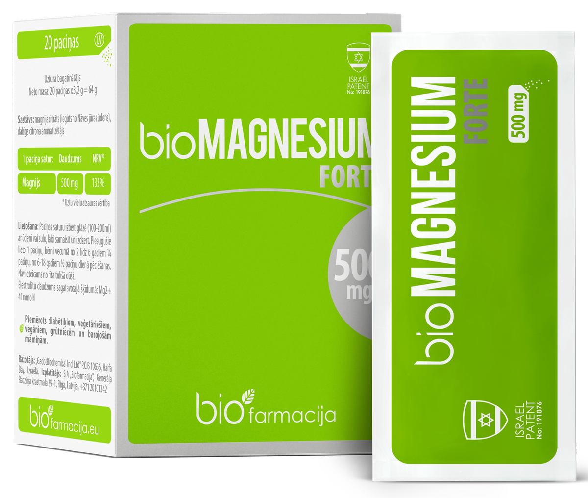 BIOFARMACIJA Bio Magnesium Forte 500 mg sachets, 20 pcs. | Mēness aptieka