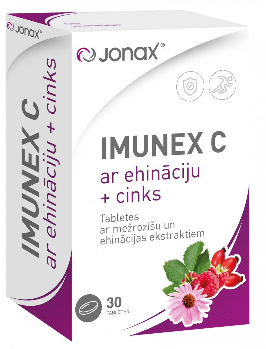 JONAX Imunex C ar ehināciju + cinks tabletes, 30 gab. - Piegāde visā ...