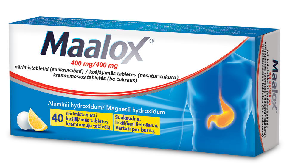 MAALOX 400 mg košļājamās tabletes, 40 gab. - Piegāde visā Latvijā ...