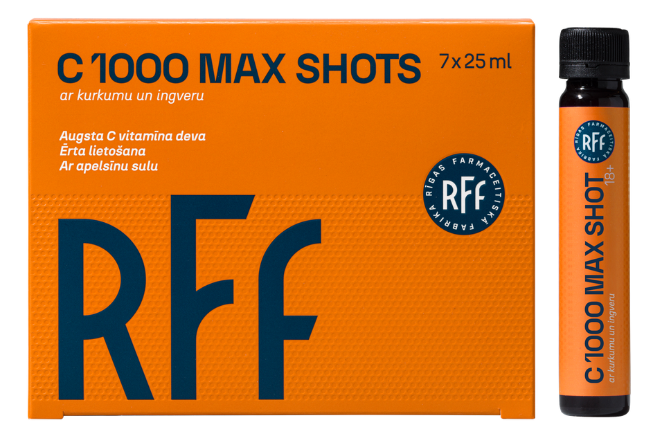 RFF C 1000 Max Shots Ar Kurkumu Un Ingveru 25 ml pudelītes, 7 gab ...