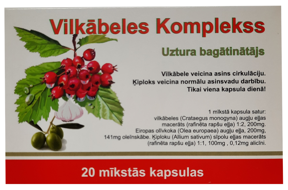 VILKĀBELES KOMPLEKSS mīkstās kapsulas, 20 gab. - Piegāde visā Latvijā ...