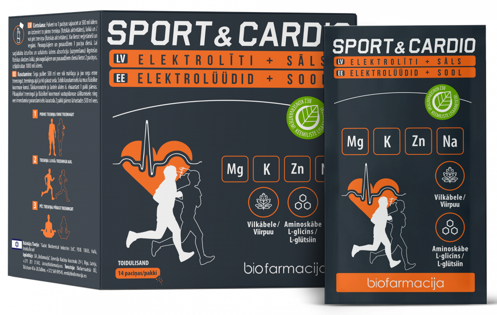 BIOFARMACIJA Bio Magnijs + Bio Kālijs Sport&Cardio порошок, 14 шт ...