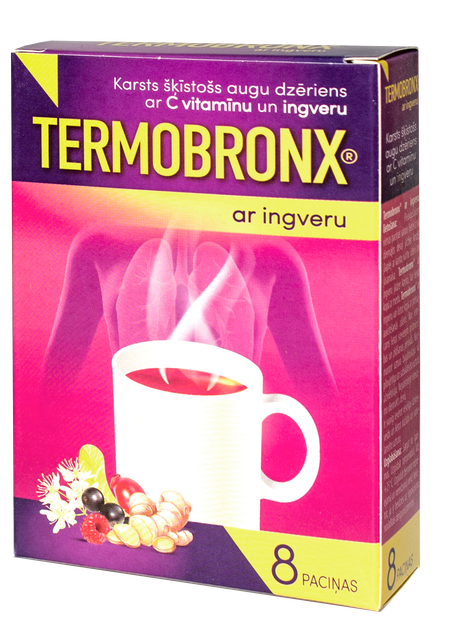 TERMOBRONX Vitamin C and Ginger, Herbal hot drink, 8 pcs. | Mēness aptieka