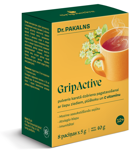 DR. PAKALNS GripActive hot drink sachets, 8 pcs. | Mēness aptieka