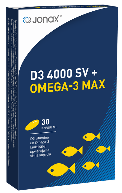 JONAX D3 4000 SV + Omega-3 Max капсулы, 30 шт. | Mēness aptieka