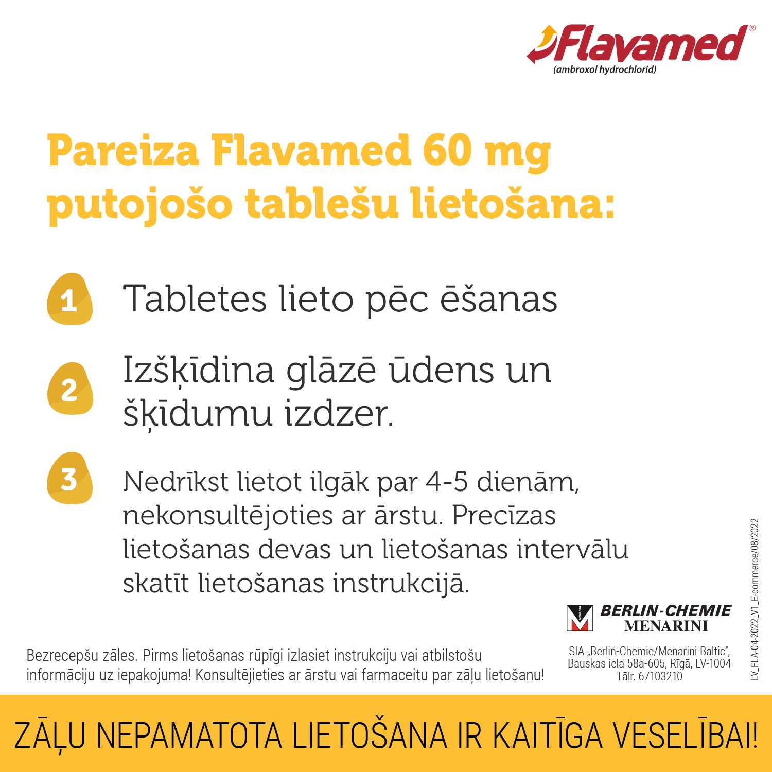 FLAVAMED 60 mg putojošās tabletes, 10 gab. - Piegāde visā Latvijā ...