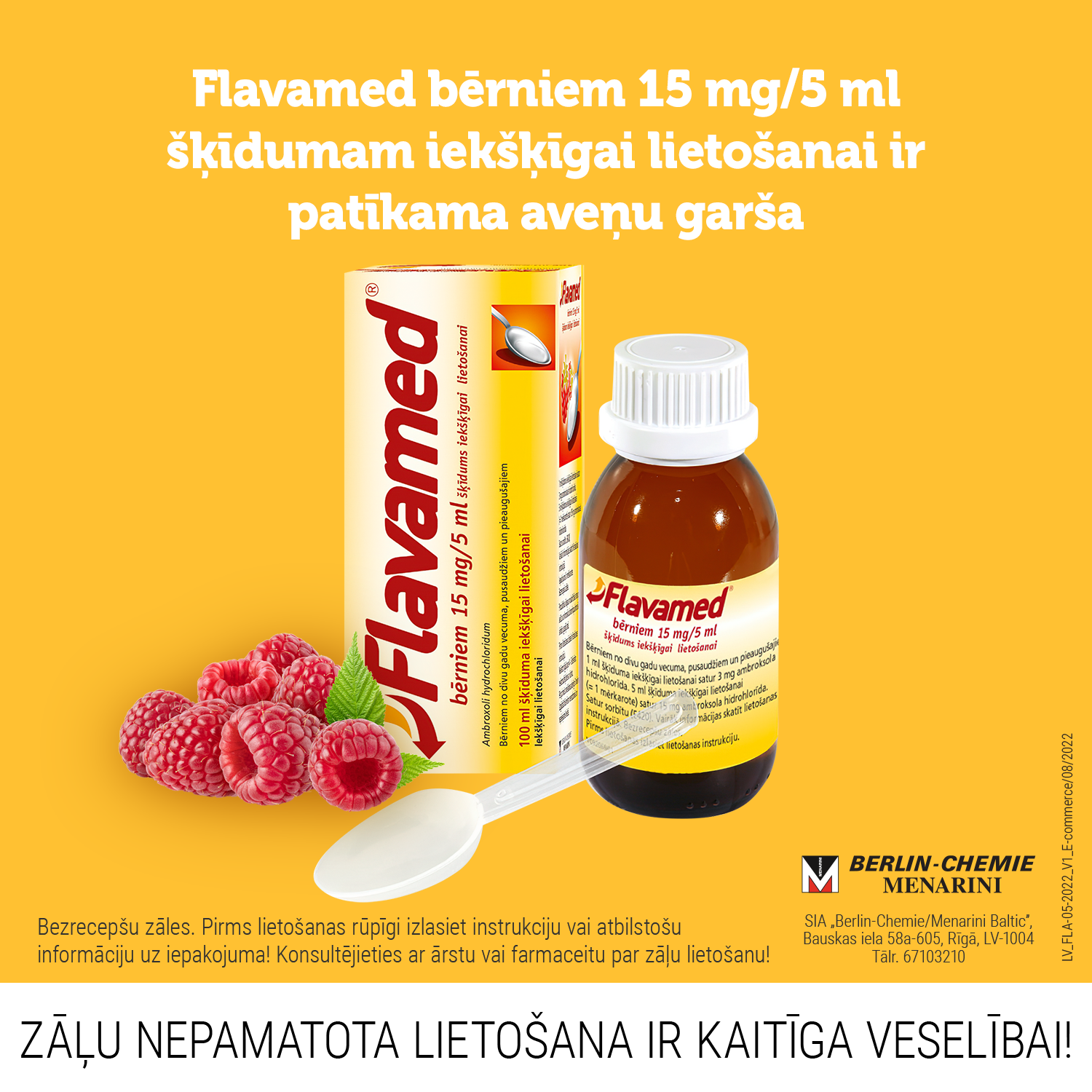 FLAVAMED 15 mg/5 ml syrup, 100 ml | Mēness aptieka