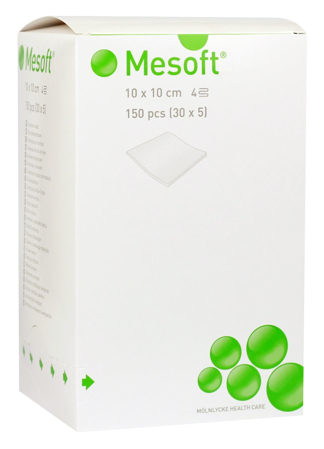MESOFT 10x10 cm sterile cleansing swabs, 150 pcs. | Mēness aptieka