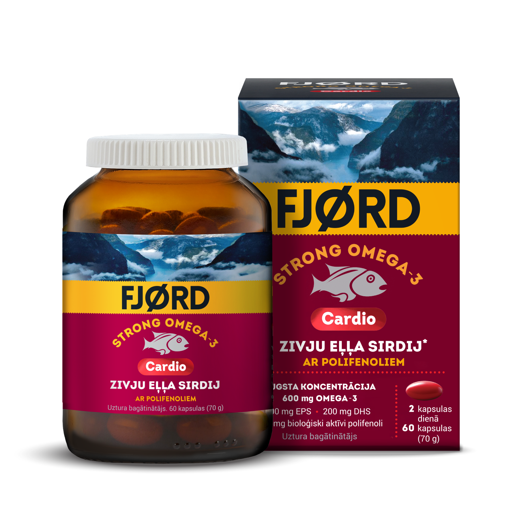 FJORD STRONG Strong Omega-3 Cardio capsules, 60 pcs. | Mēness aptieka