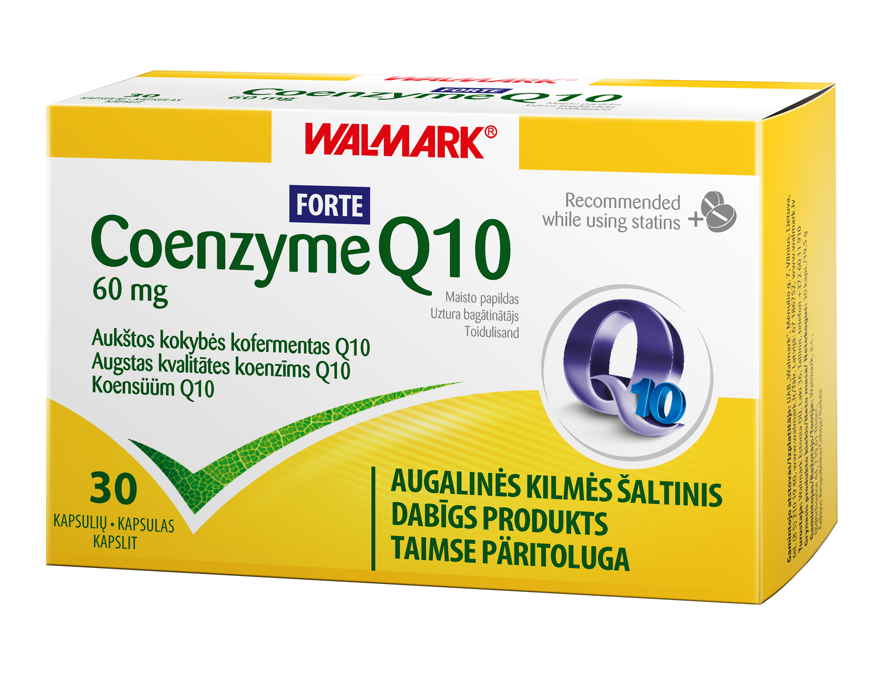 WALMARK Coenzyme Q10 Forte 60 mg capsules, 30 pcs. | Mēness aptieka