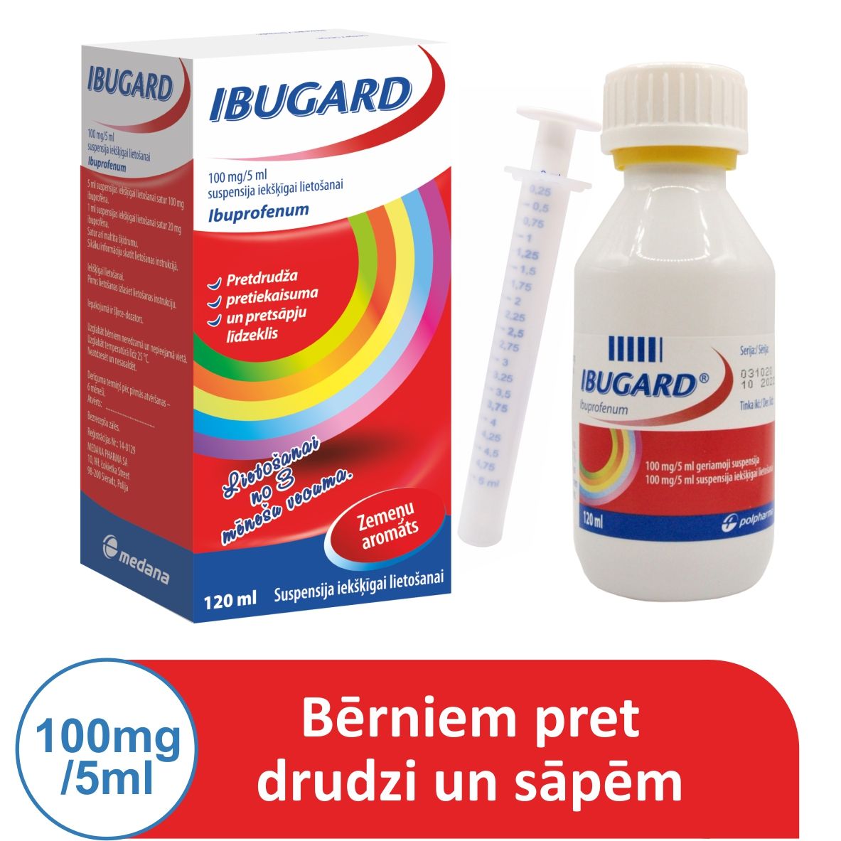 IBUGARD 100 mg/5 ml suspension, 120 ml | Mēness aptieka