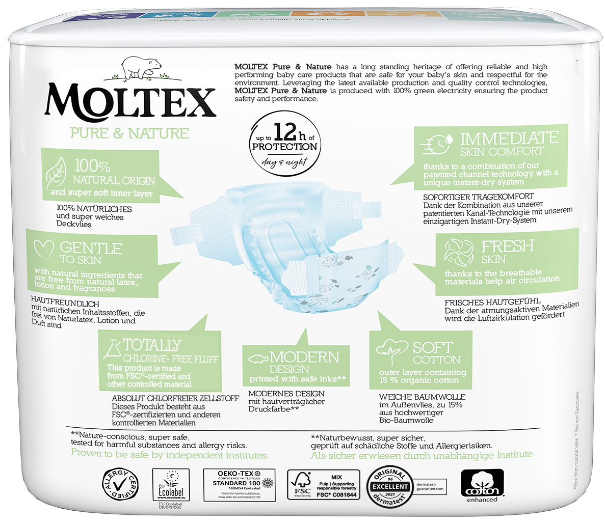 MOLTEX Eco Pure & Nature 1 (2-4 kg) diapers, 22 pcs. | Mēness aptieka