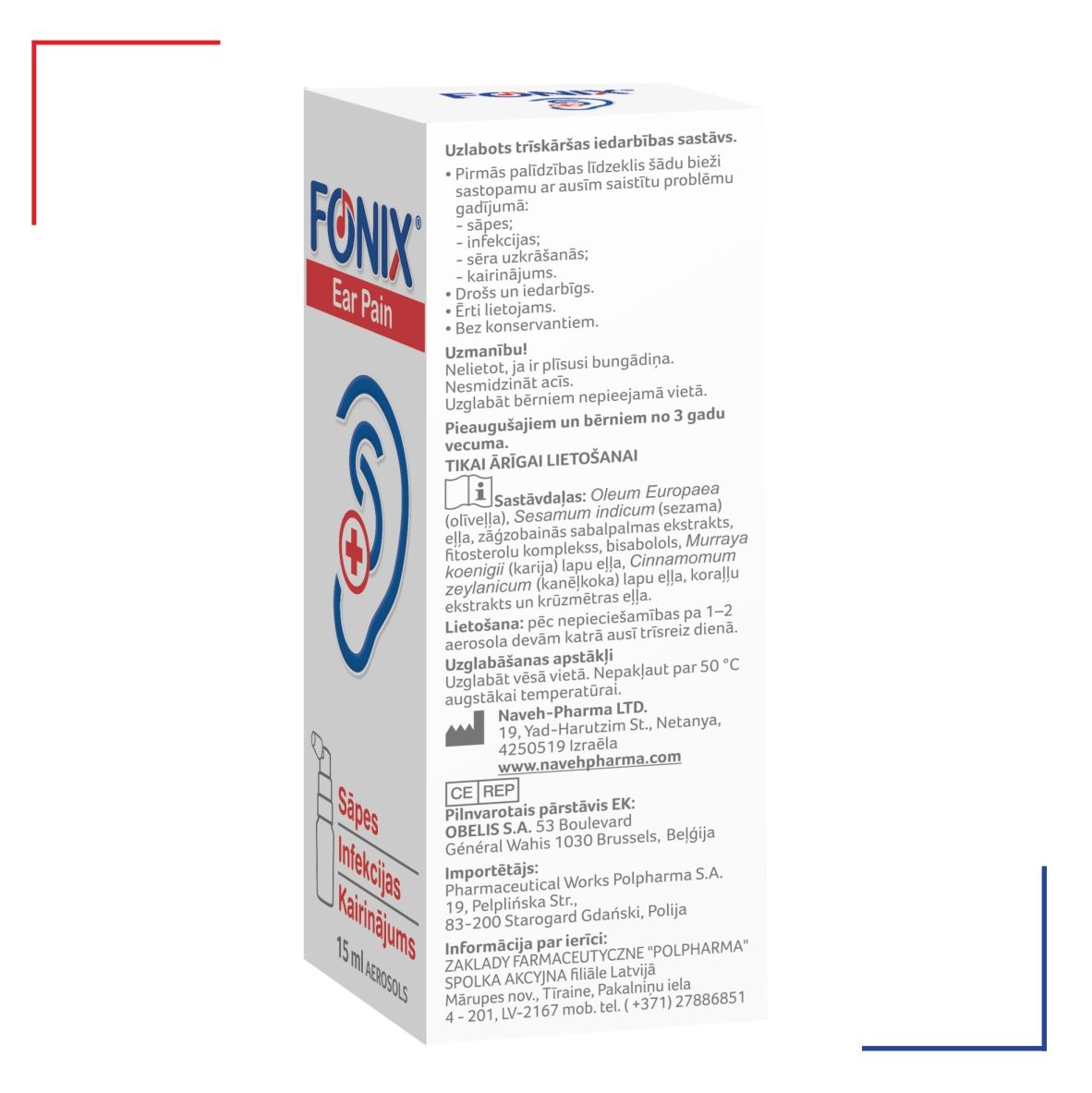 FONIX EAR PAIN aerosol, 15 ml | Mēness aptieka
