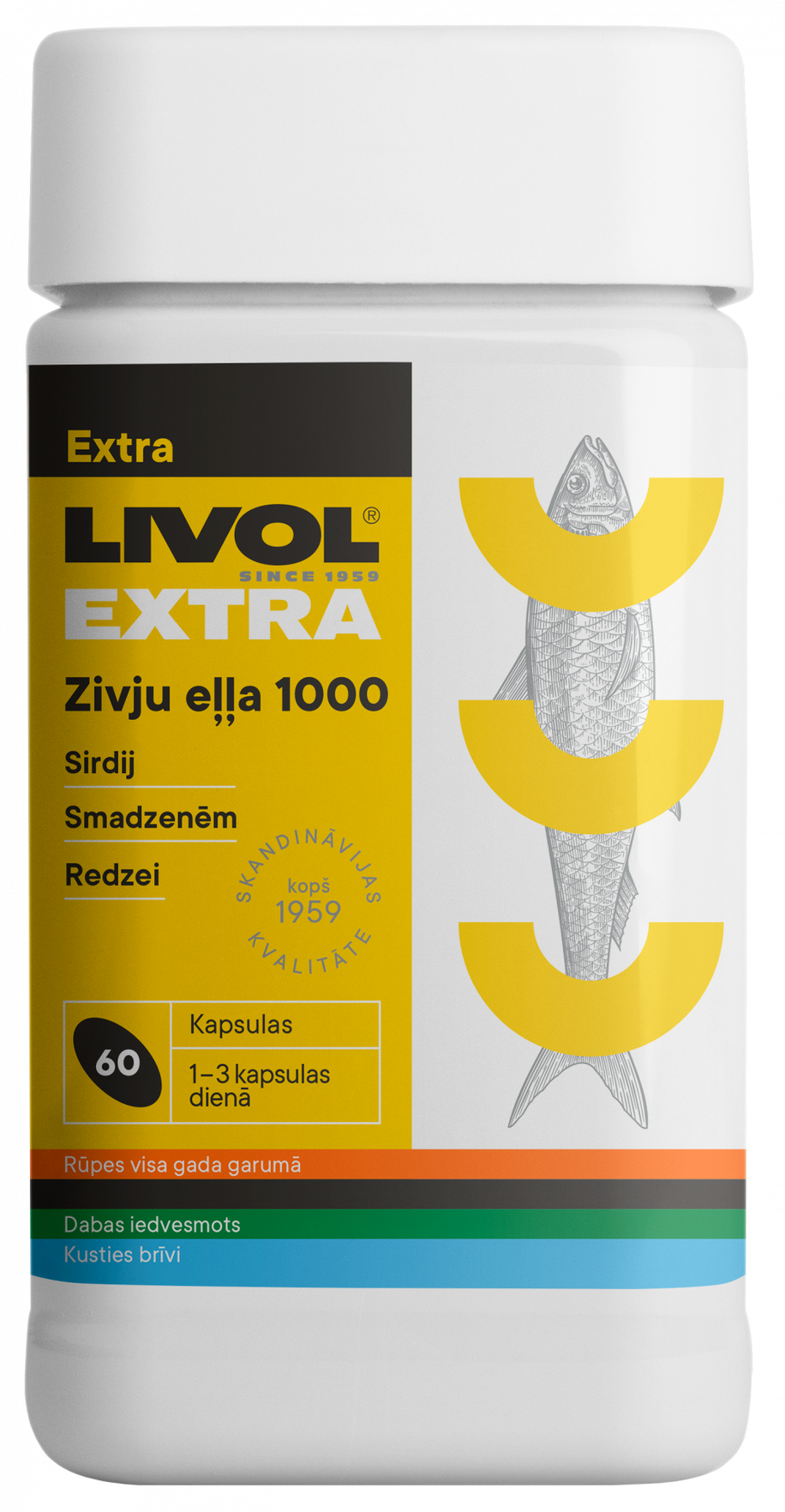 LIVOL Extra fish oil 1000 mg capsules, 60 pcs. | Mēness aptieka