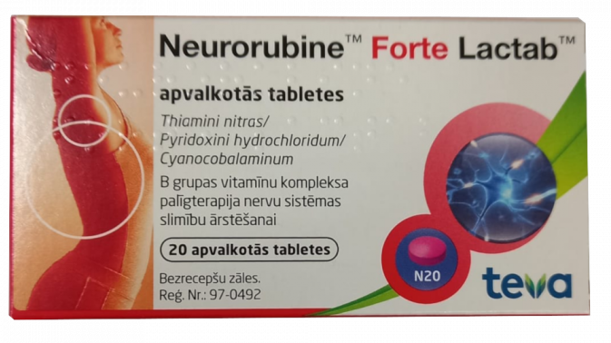 NEURORUBINE Forte Lactab coated tablets, 20 pcs. | Mēness aptieka