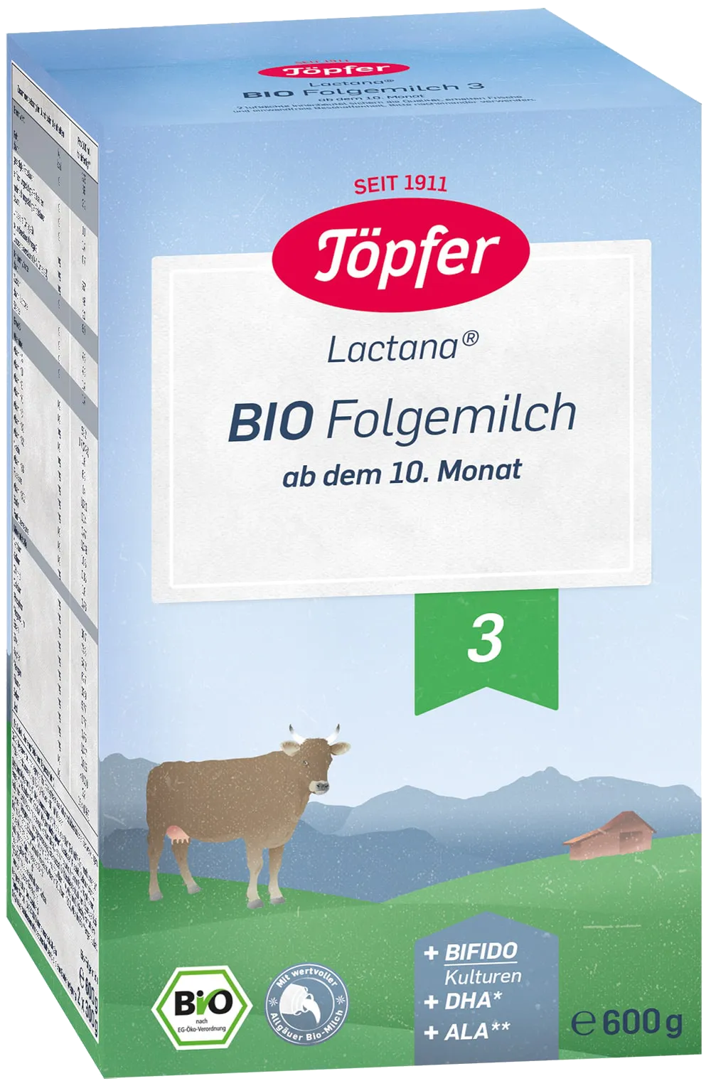 TOPFER Lactana Bio no 10 m. piena maisījums, 600 g - Piegāde visā ...