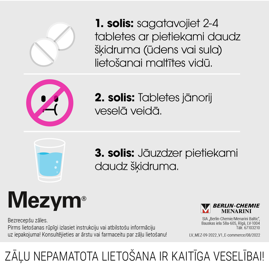 MEZYM 10000 tabletes, 10 gab. - Piegāde visā Latvijā | Mēness aptieka