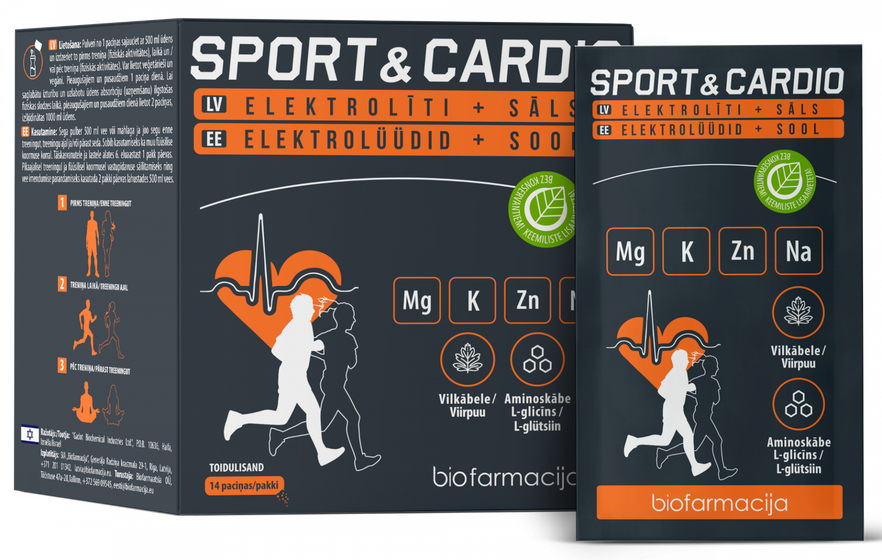 BIOFARMACIJA Bio Magnijs + Bio Kālijs Sport&Cardio порошок, 14 шт ...