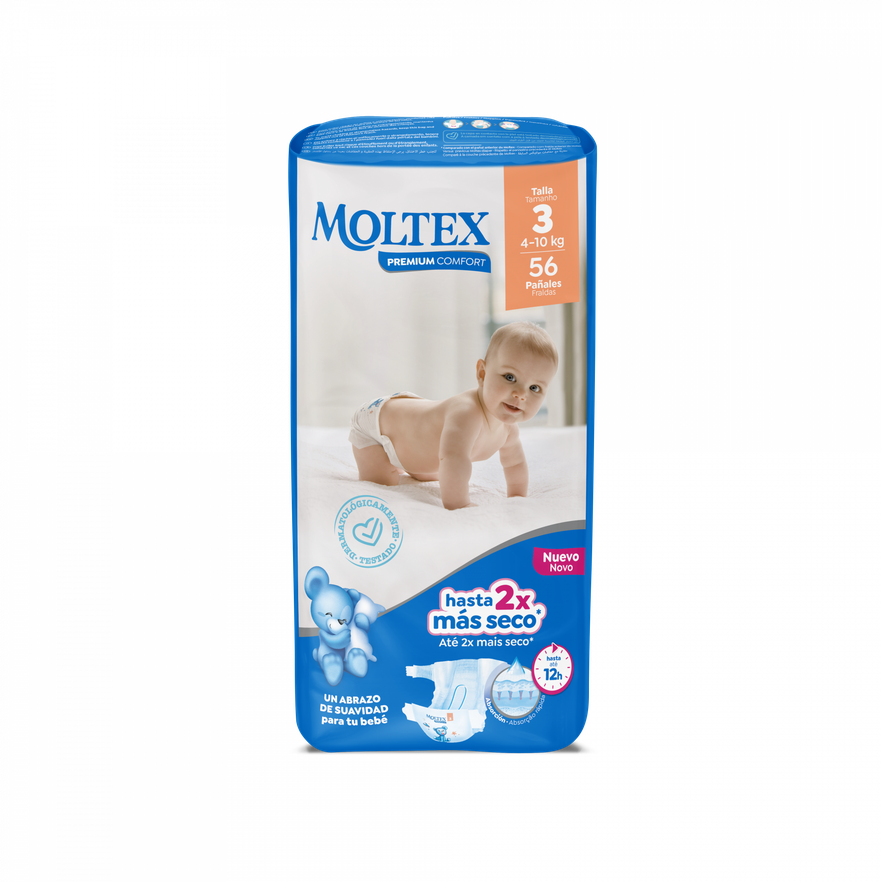 MOLTEX Premium Comfort 3 Midi (4-10 kg) diapers, 56 pcs. | Mēness aptieka