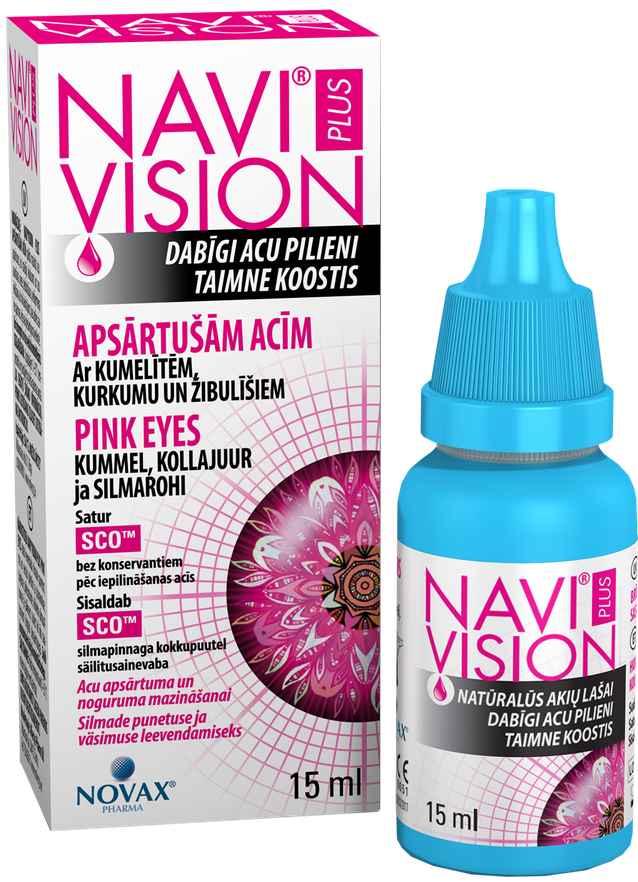 NAVIVISION Plus Pink Eye eye drops, 15 ml | Mēness aptieka