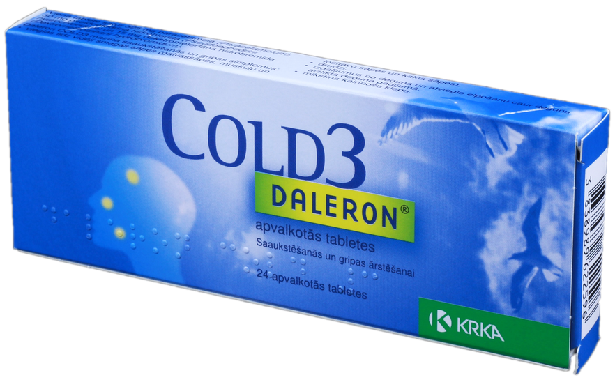 DALERON COLD 3 tabletes, 24 gab. - Piegāde visā Latvijā | Mēness aptieka