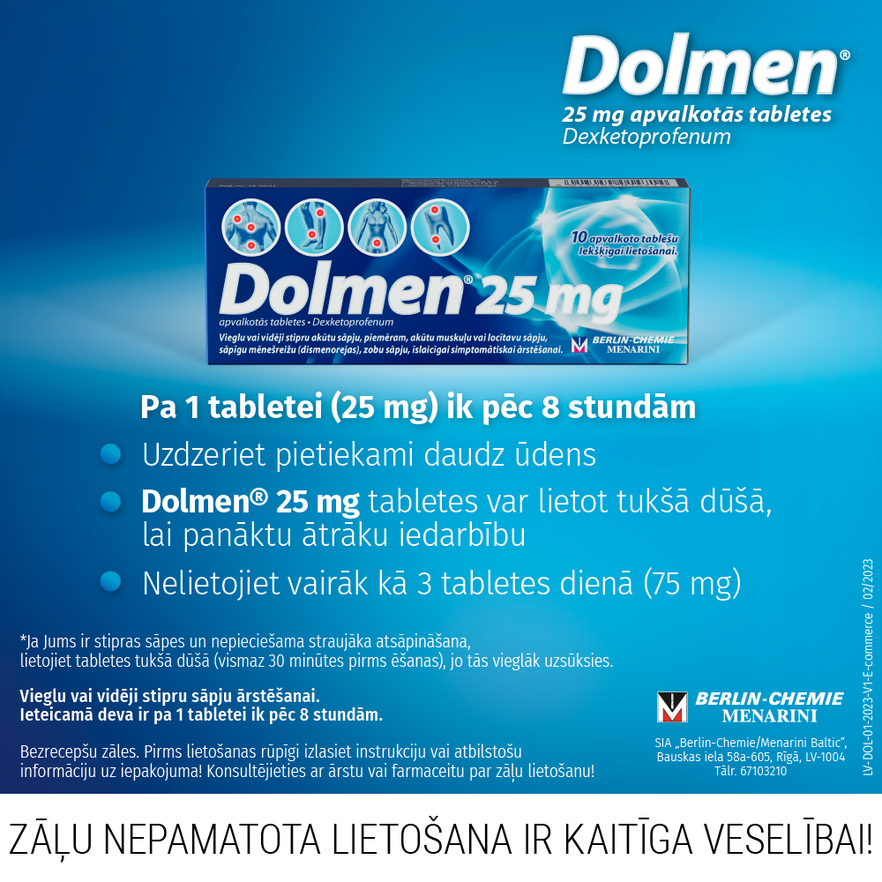 DOLMEN 25 mg coated tablets, 10 pcs. | Mēness aptieka